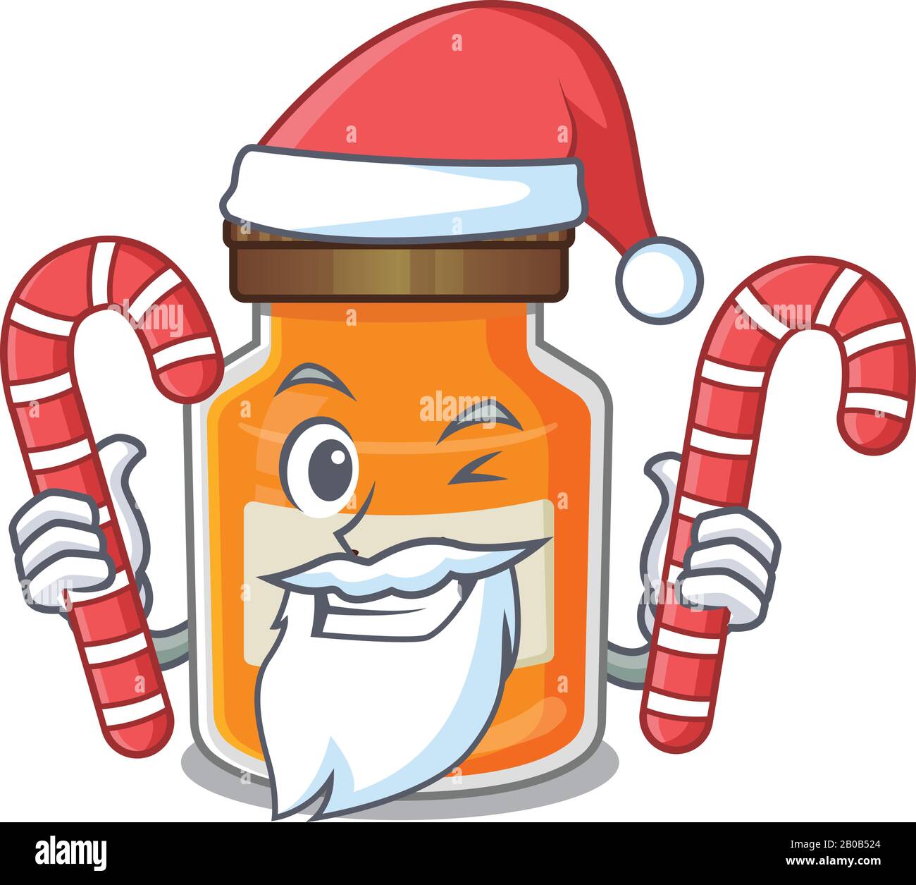 Peach jam Cartoon character wearing Santa costume bringing a candy ...