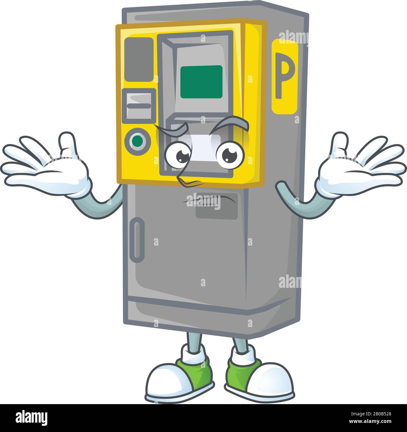 A comical Grinning parking ticket machine cartoon design style Stock ...