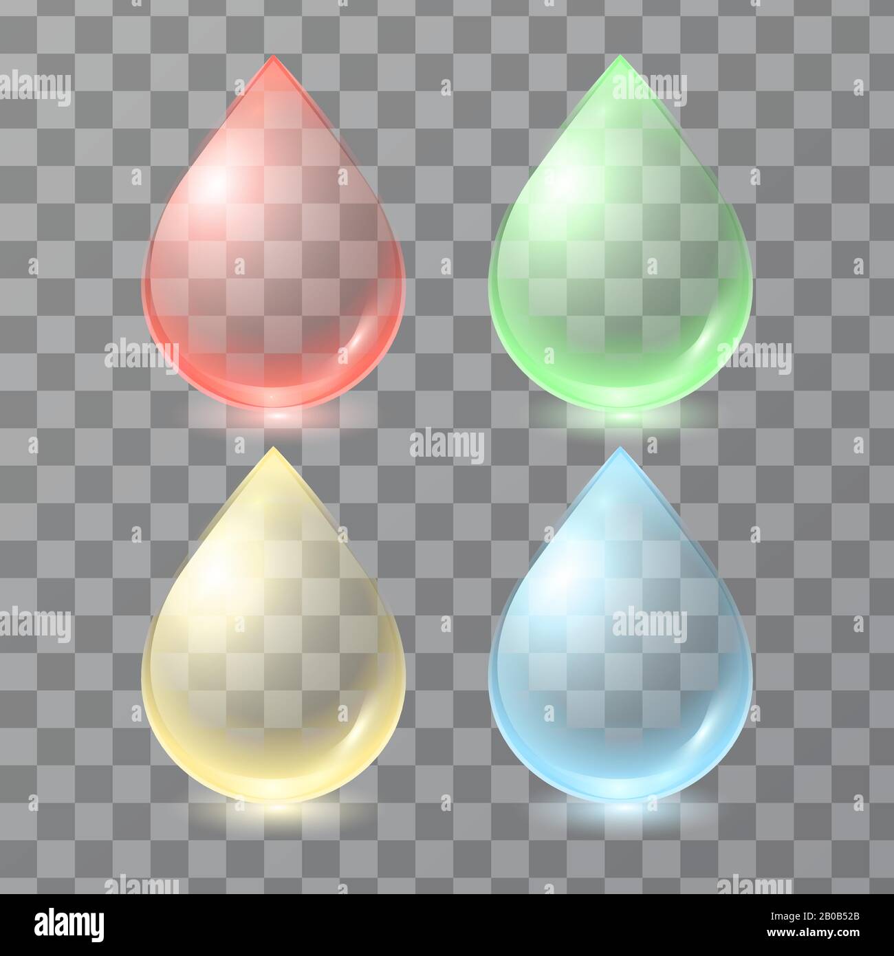 Vector set of color drops on a cellular background. Clean blue water ...