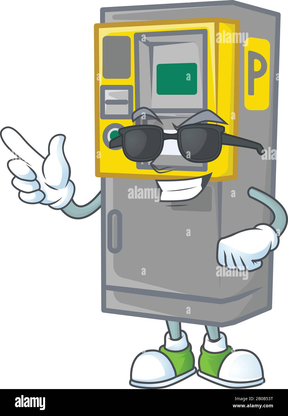 Super cool parking ticket machine mascot character wearing black ...