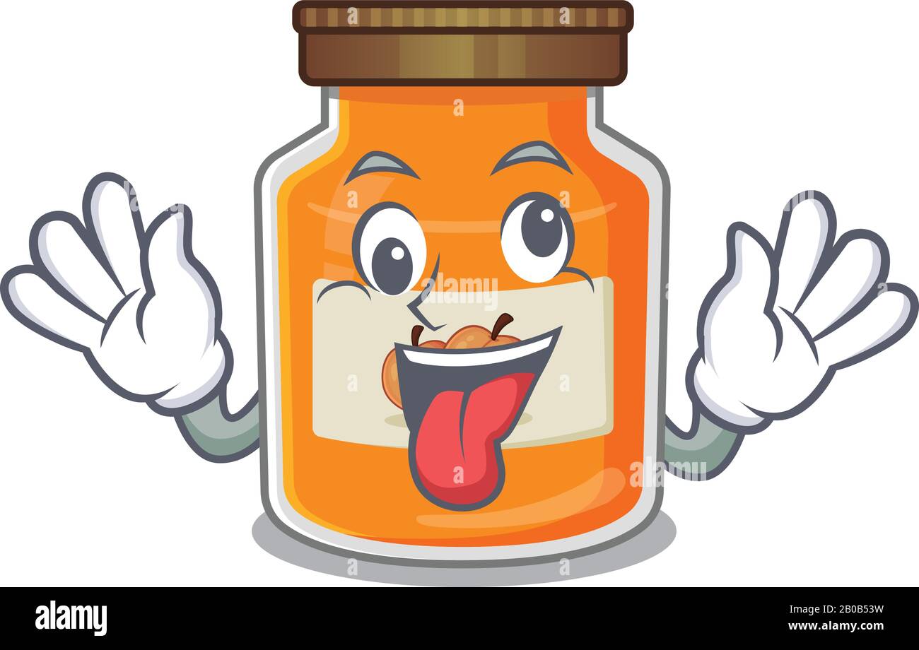 Cute sneaky peach jam Cartoon character with a crazy face Stock Vector ...