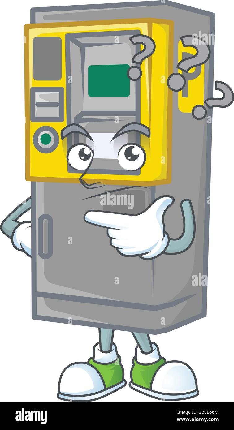 Parking ticket machine cartoon mascot style in a confuse gesture Stock ...