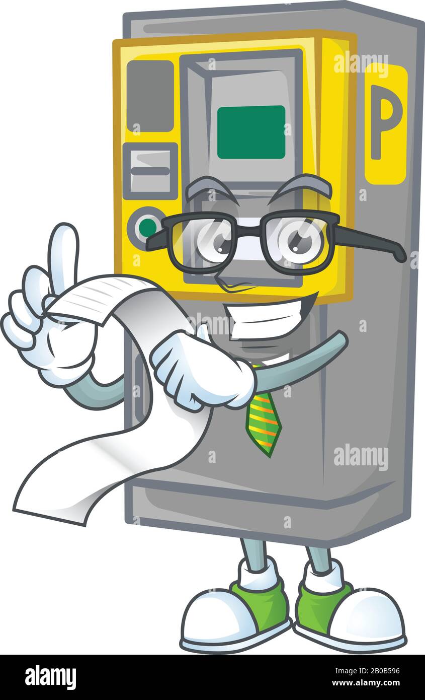 A funny face character of parking ticket machine holding a menu Stock ...