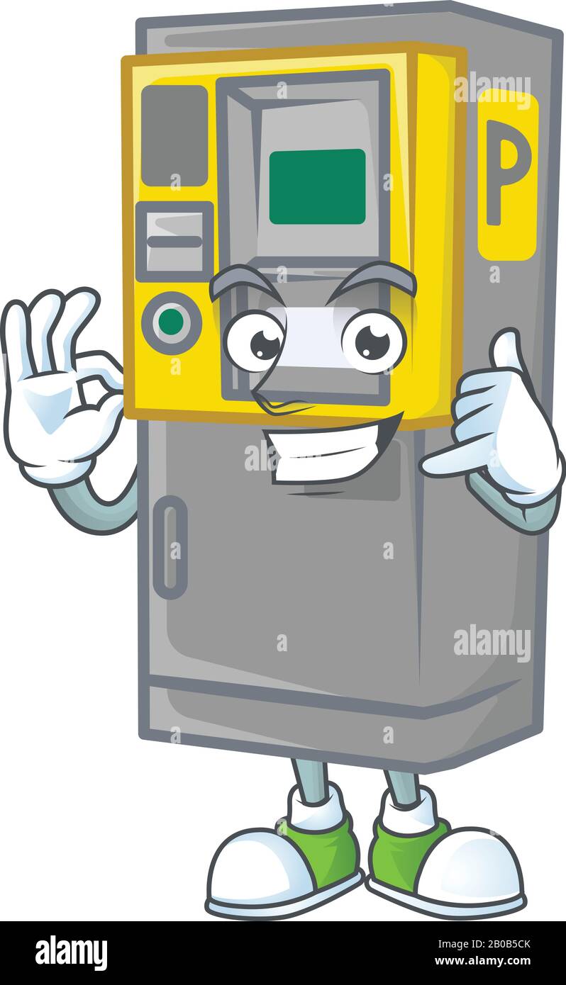 Call me funny parking ticket machine mascot picture style Stock Vector ...