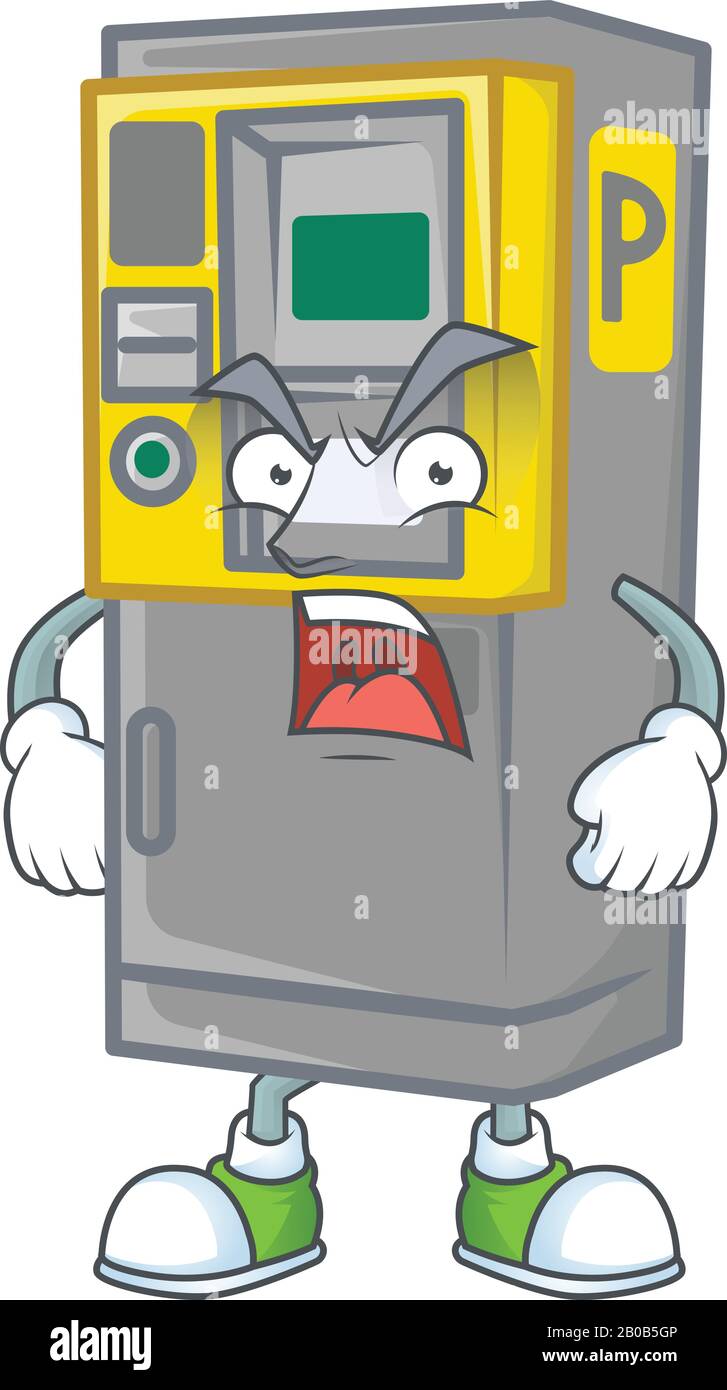 Parking ticket machine cartoon character design with angry face Stock ...