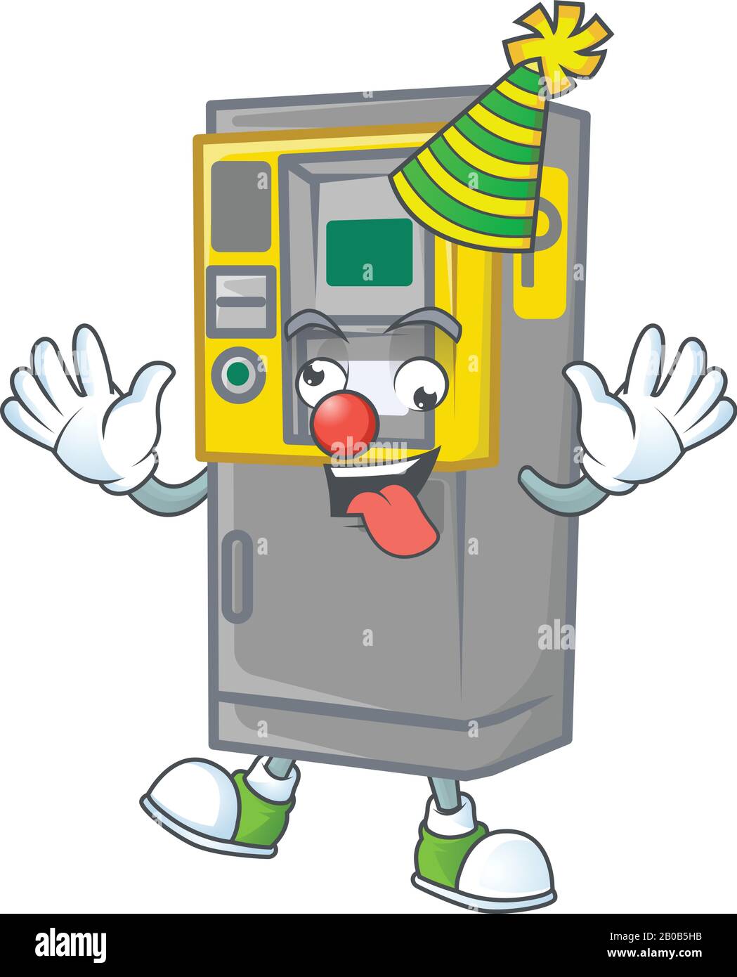 Cute and funny Clown parking ticket machine cartoon character mascot ...
