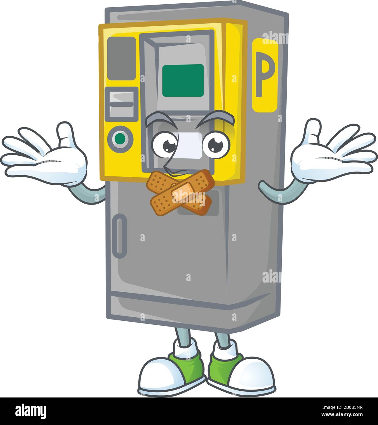 mascot cartoon character design of parking ticket machine making a ...
