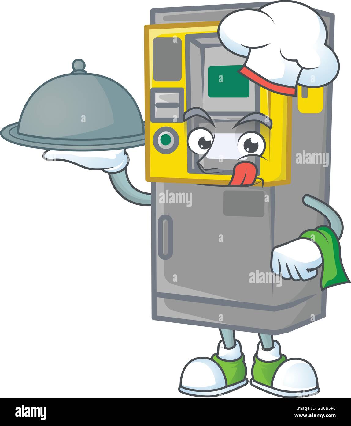 An icon of parking ticket machine as a Chef with food on tray ready to ...