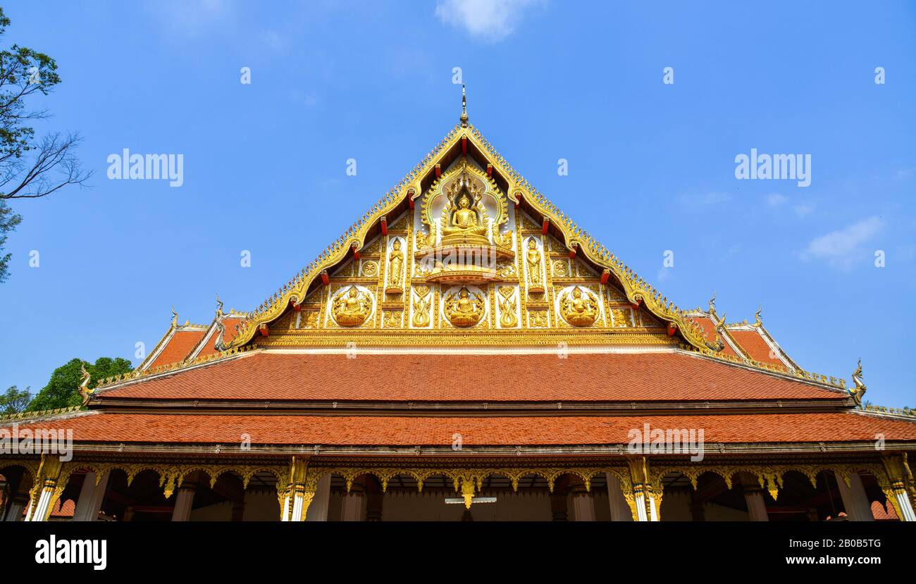 Ancient Buddhist pagoda in Vientiane, Laos. Lao Buddhism is a unique ...