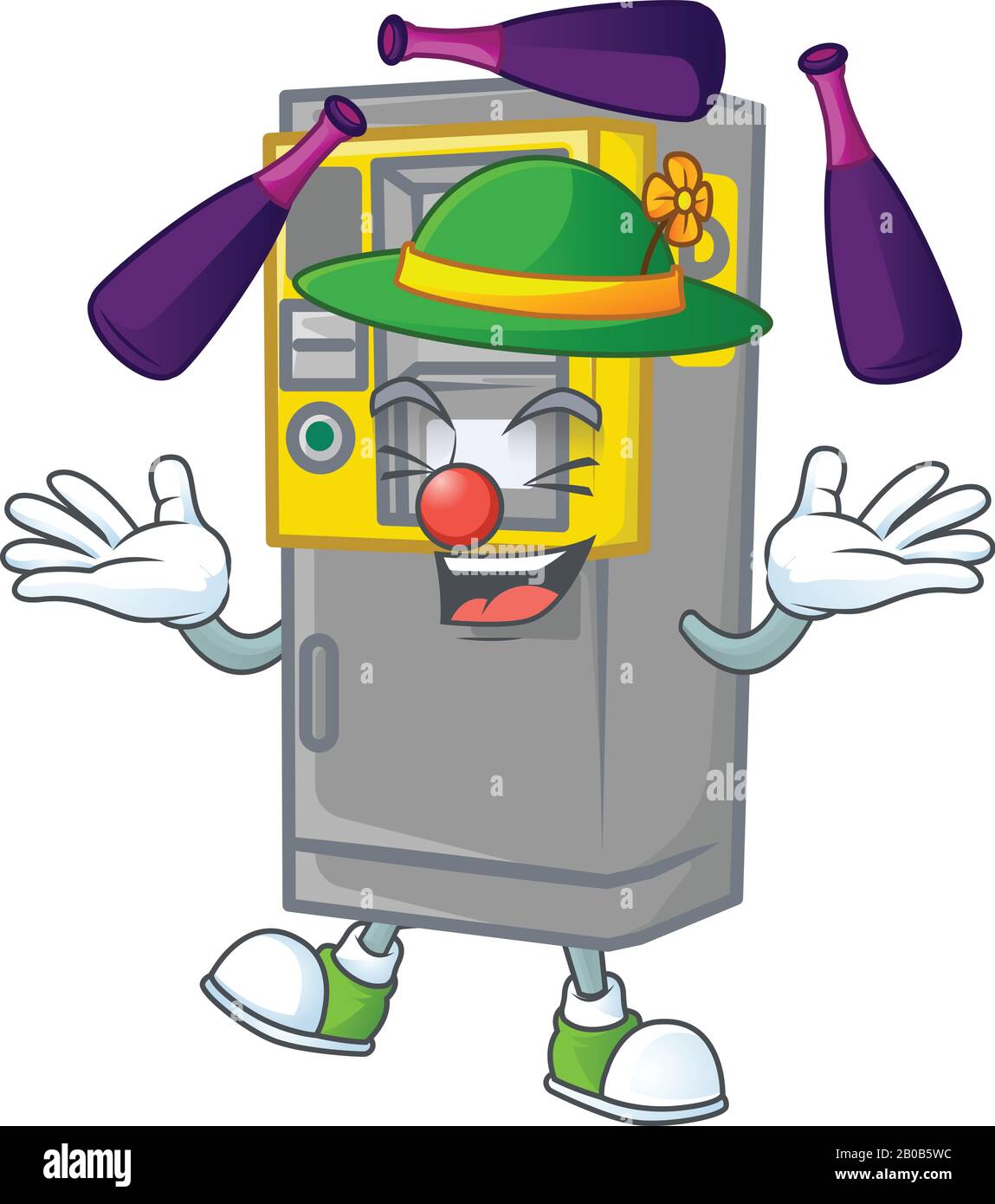 Smart parking ticket machine cartoon character style playing Juggling ...