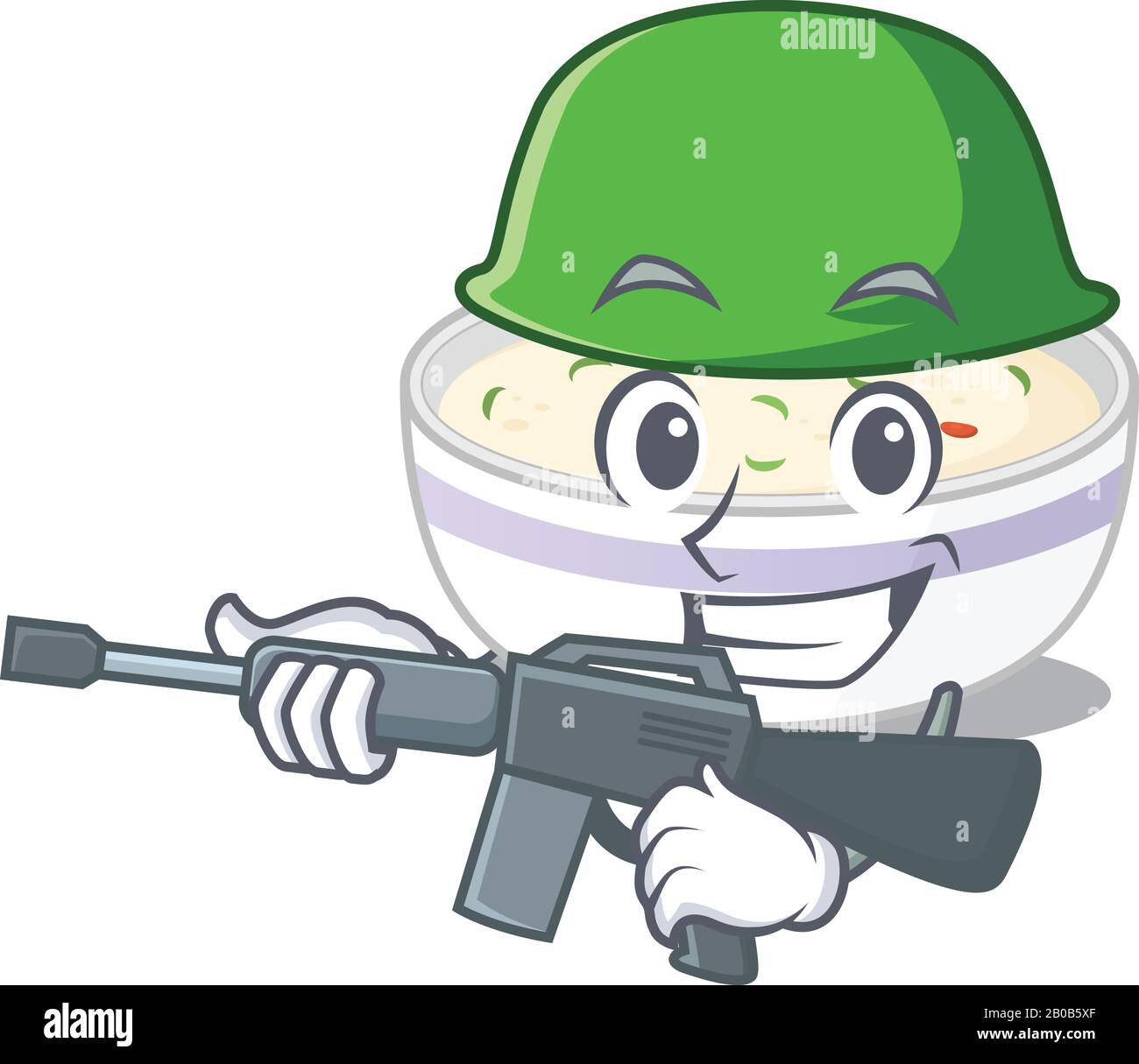 A cute picture of steamed egg Army with machine gun Stock Vector Image ...