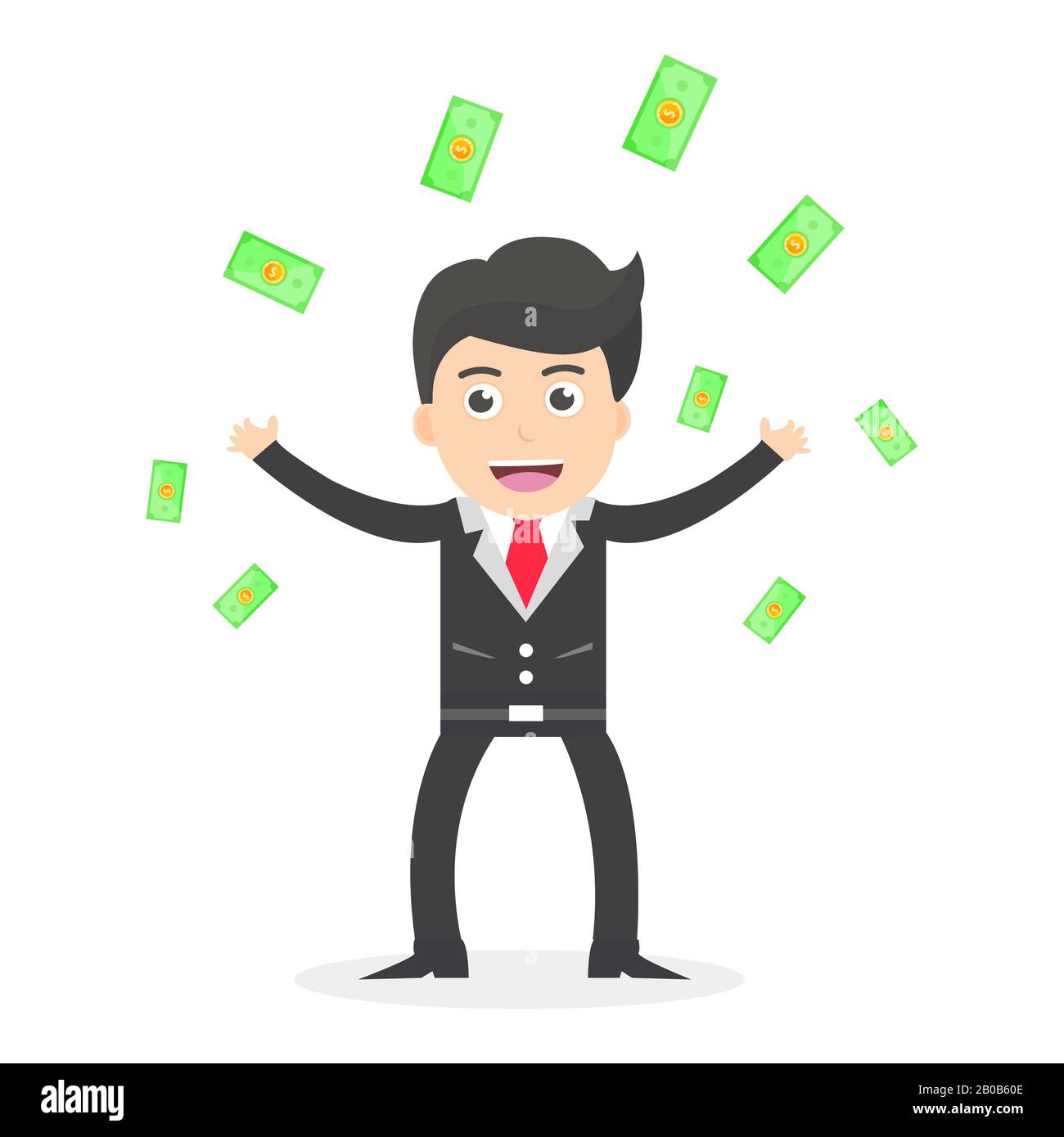 happy businessman with lots of money falling cartoon vector vector ...