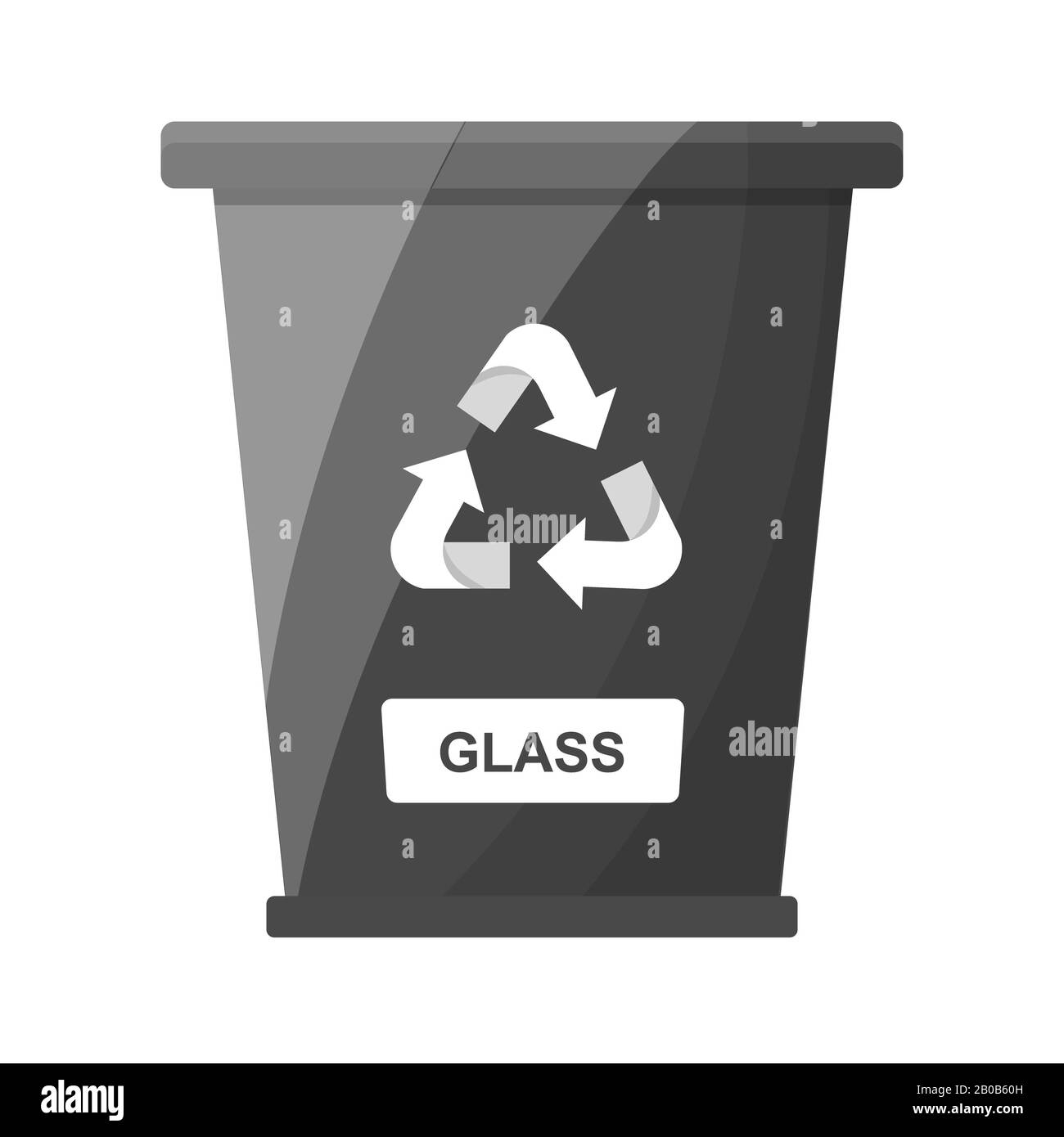Garbage Waste Sorting Glass Recycle Bin Black Color Flat Vector ...