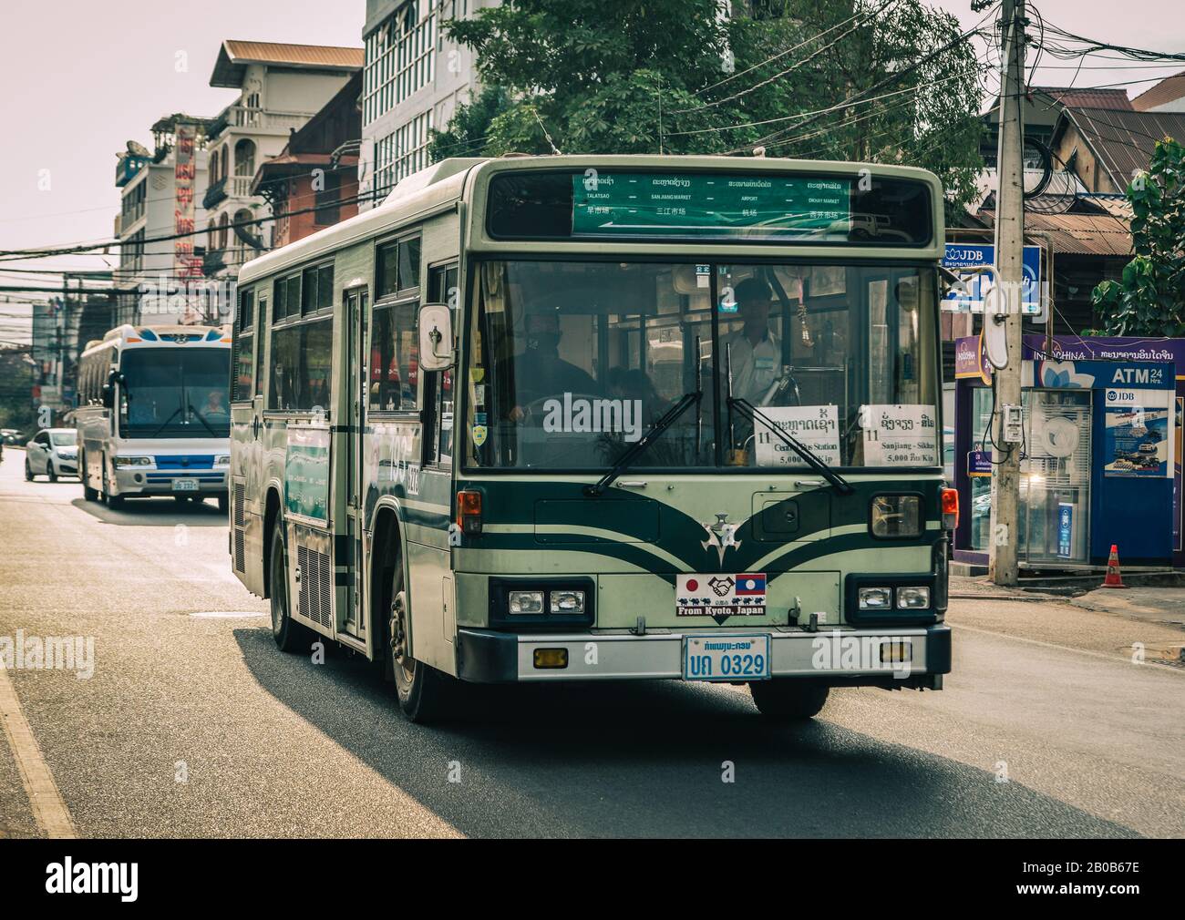 Vientiane, Laos - Jan 29, 2020. Local buses on street in Vientiane ...