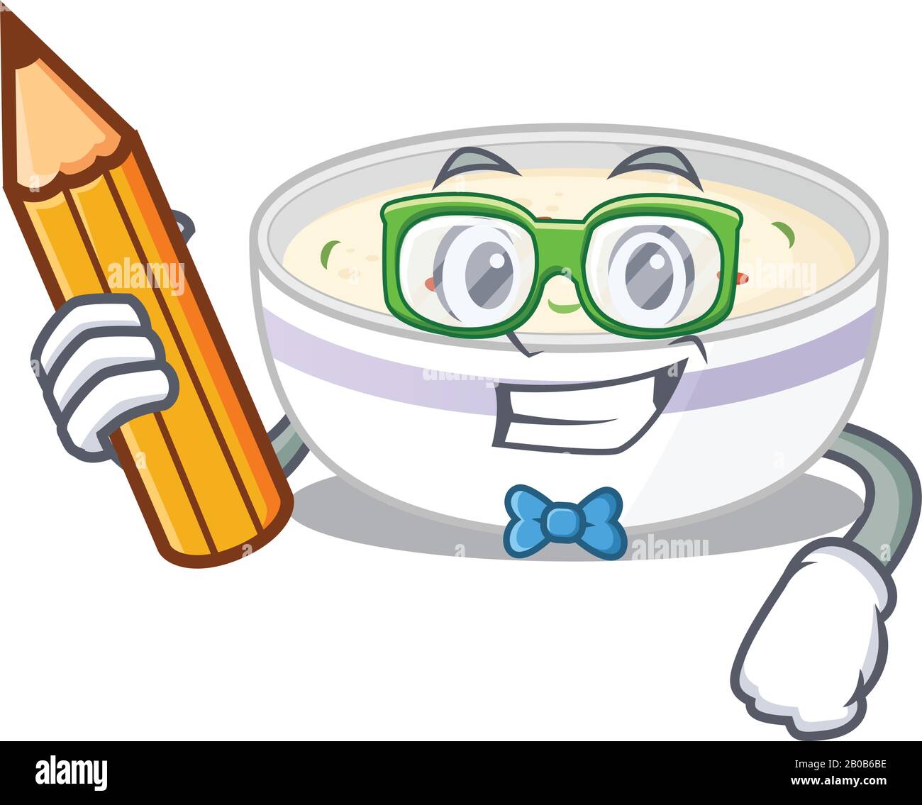 A smart Student steamed egg character holding pencil Stock Vector Image ...