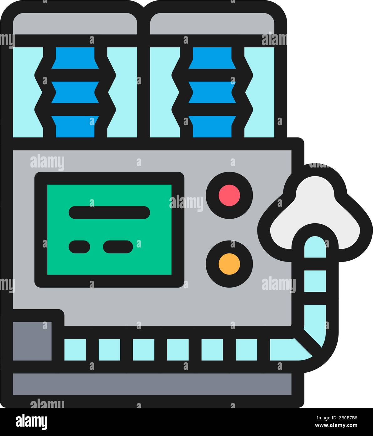 Artificial lung ventilation device, anesthesia equipment flat color ...