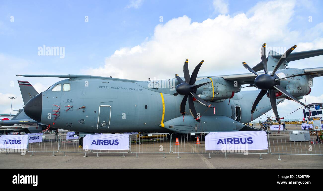 Singapore - Feb 12, 2020. Airbus A400M Atlas of Malaysia Air Force for ...