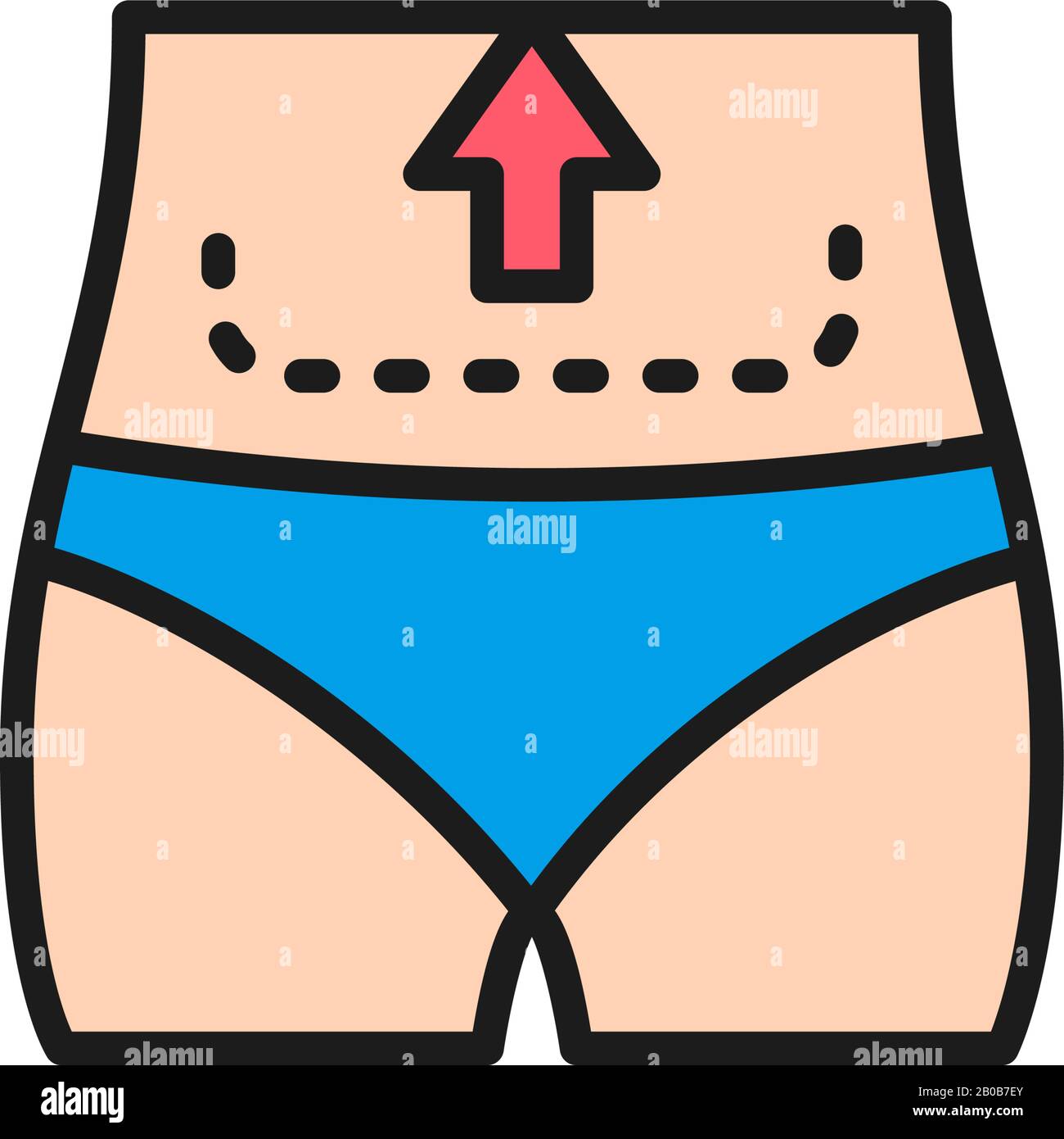 Abdominal liposuction, tummy tuck plastic surgery flat color line icon Stock Vector Image & Art ...