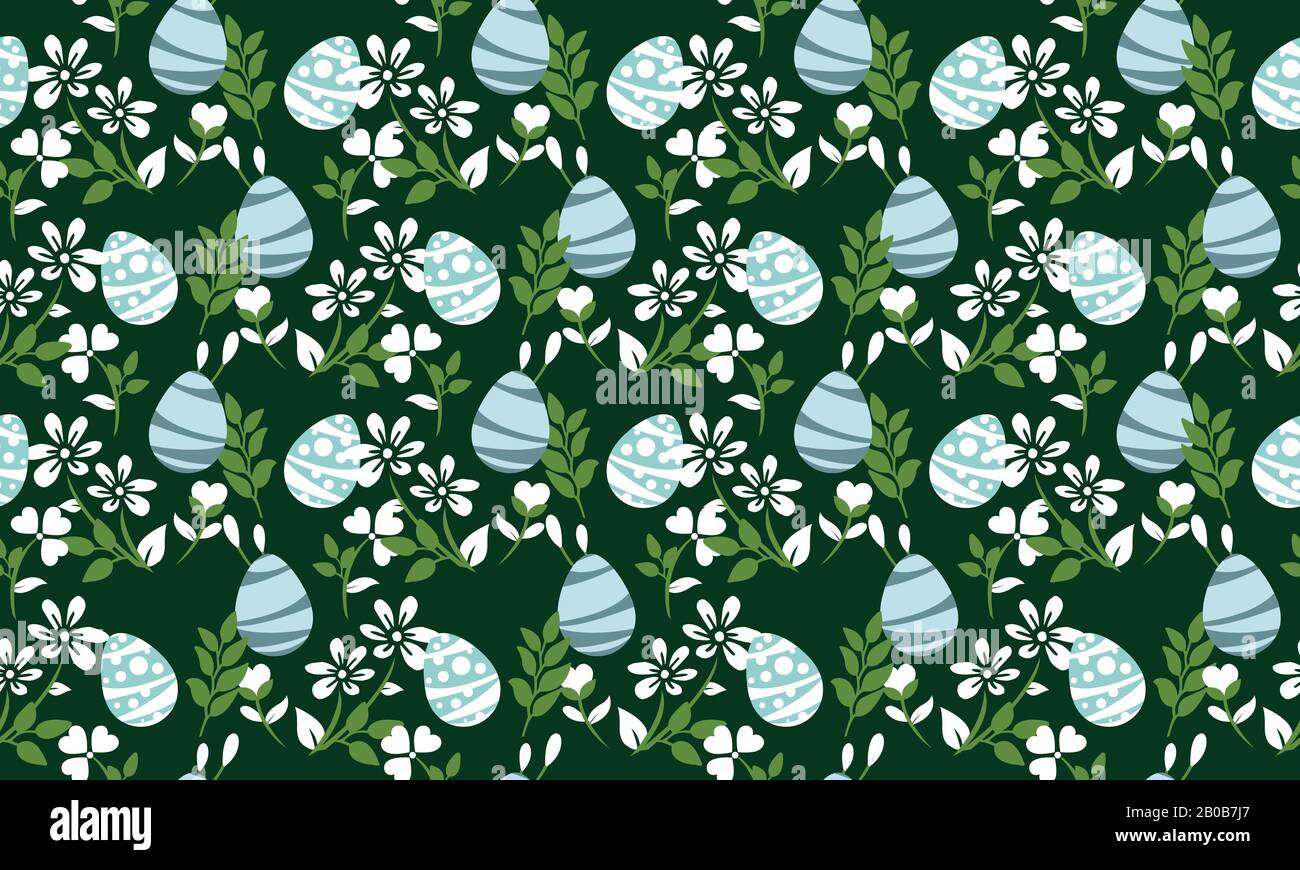 Beautiful Easter egg pattern background, with seamless of leaf and ...