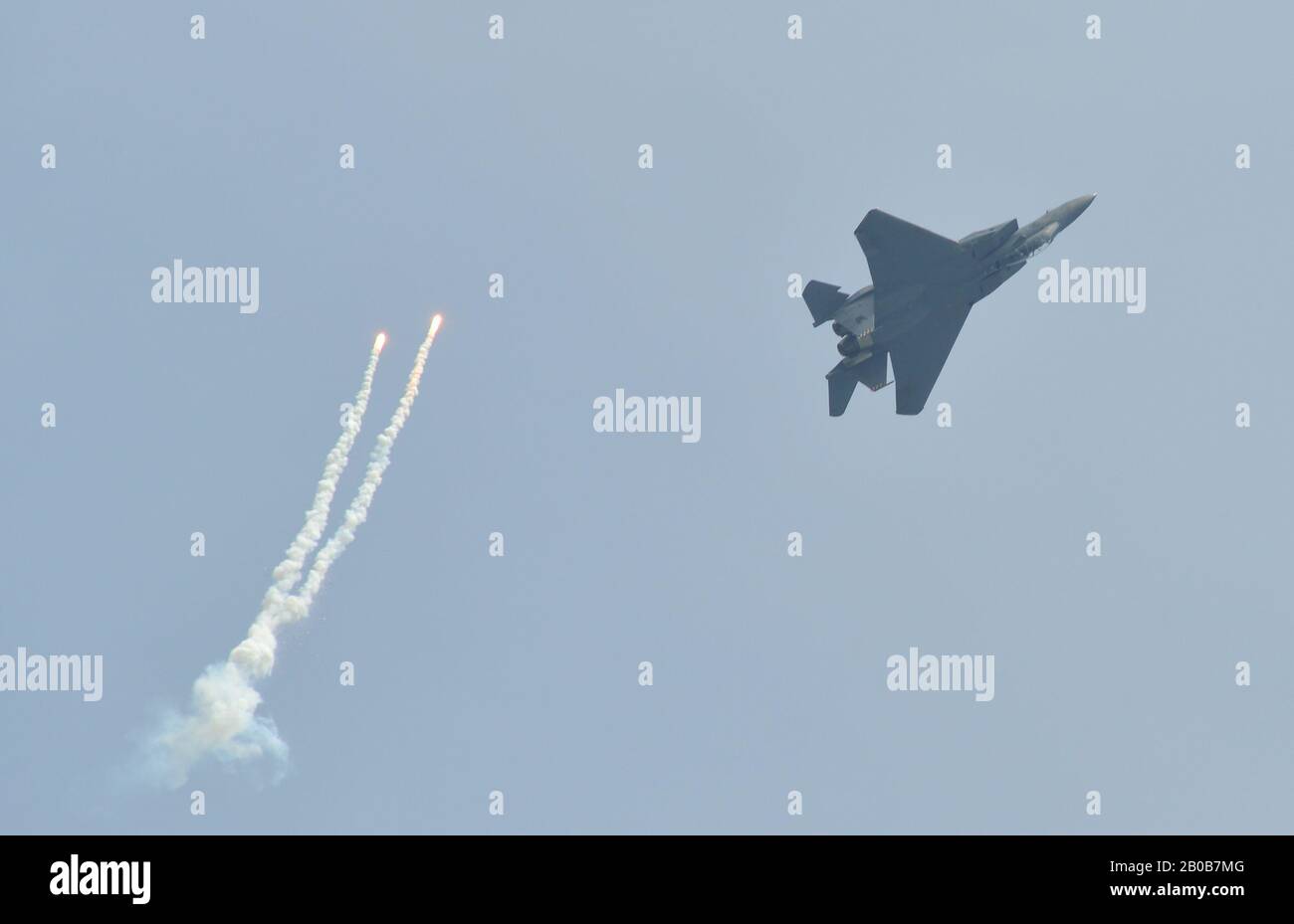 Singapore - Feb 12, 2020. McDonnell Douglas F-15E Strike Eagle of ...