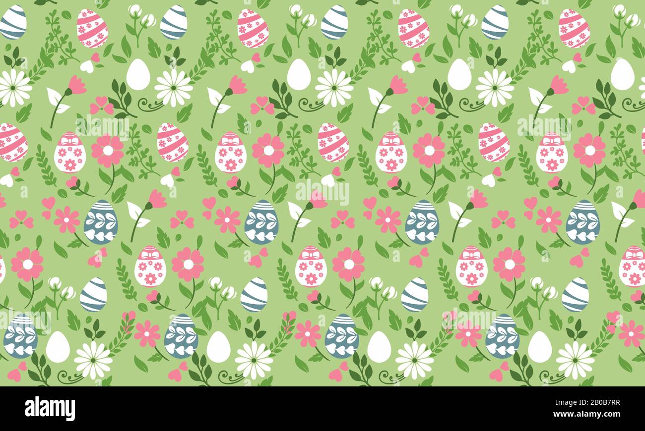 Beautiful Easter egg pattern background, with seamless of leaf and ...