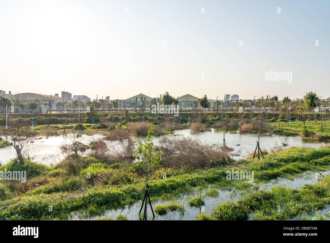 Taichung Central Park at the Shuinan Economic and Trade Area in blue ...