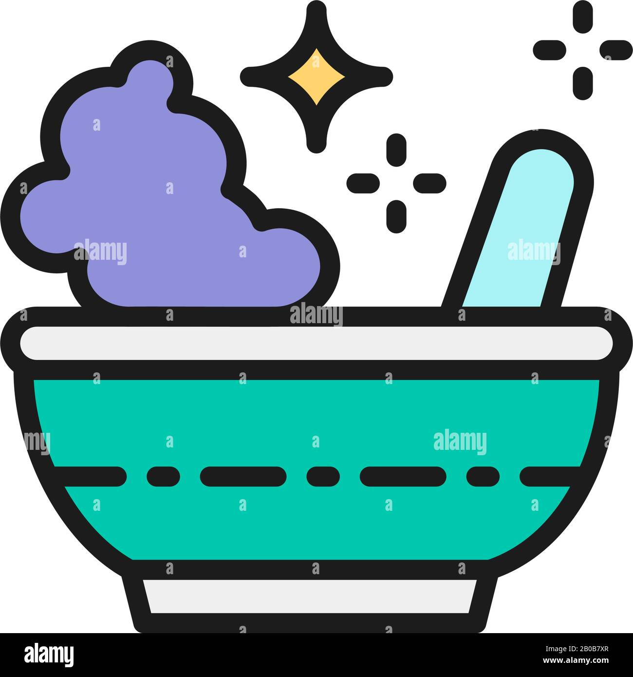 Potion bowl, magic mortar and pestle flat color line icon Stock Vector ...
