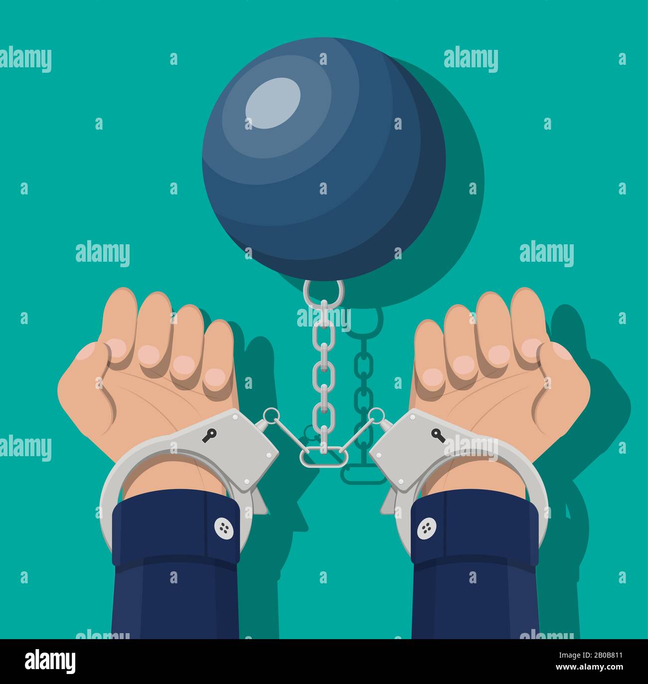 Human hands in handcuffs and weight ball Stock Vector Image & Art - Alamy