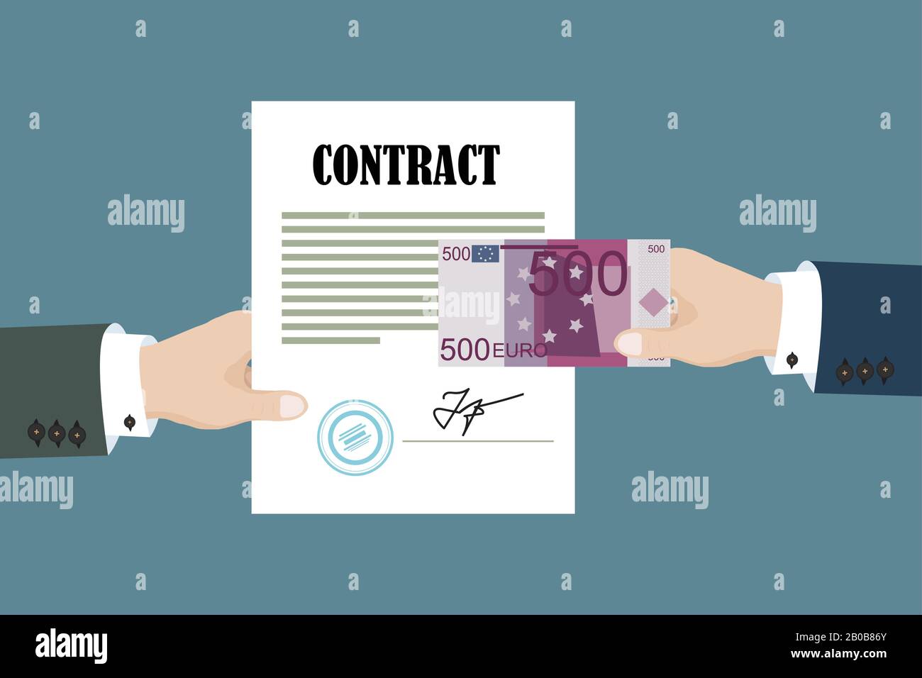 Man hands paying for contract. Corruption in business. Vector ...