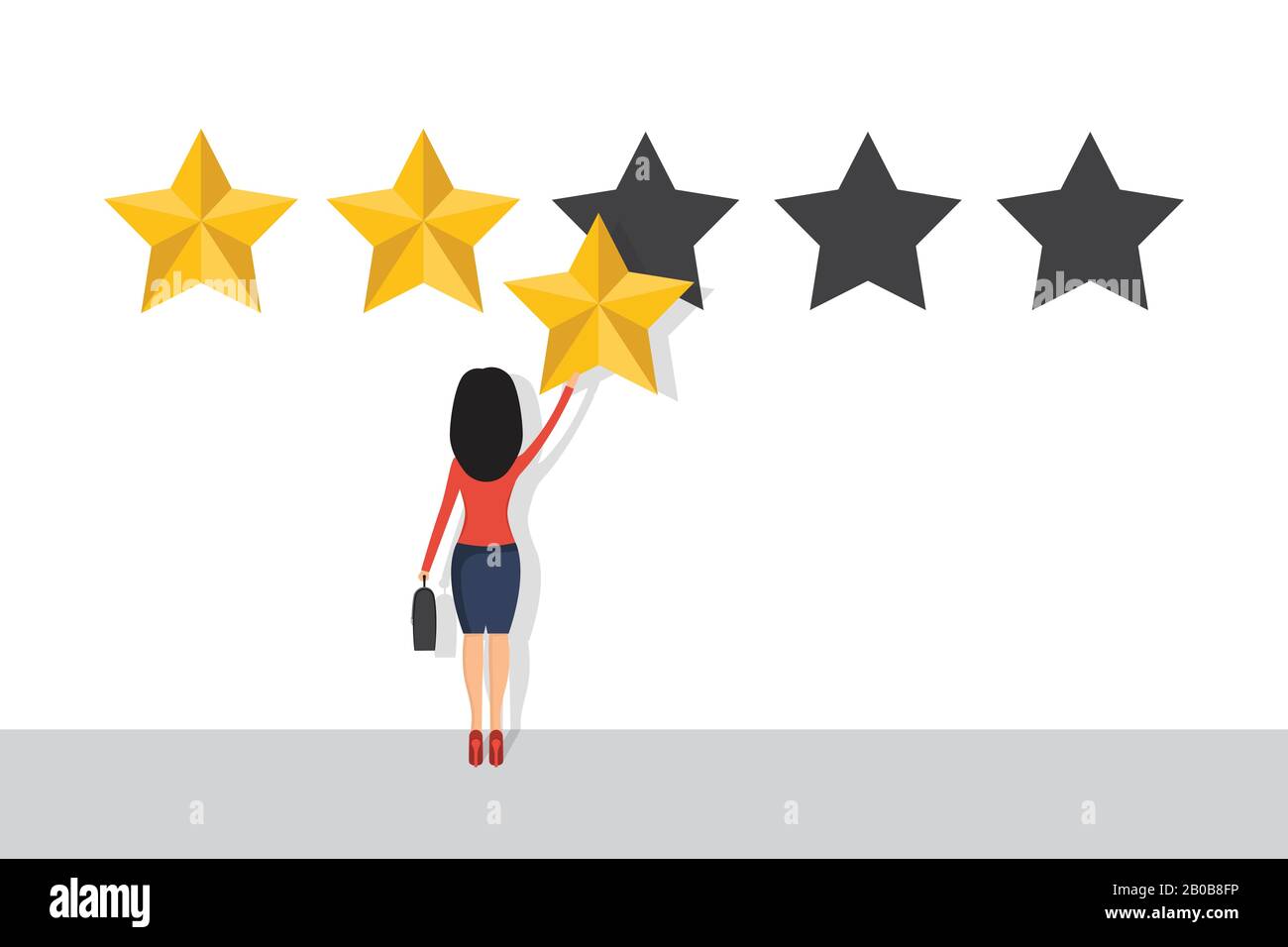 Businesswoman give a review. Evaluation concept. Feedback. Vector ...