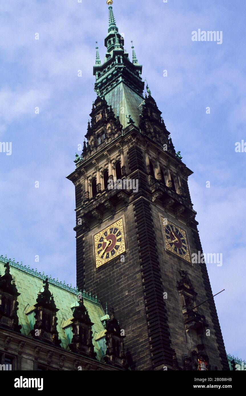 GERMANY, HAMBURG, RATHAUS, CITY HALL, CLOCK TOWER Stock Photo - Alamy