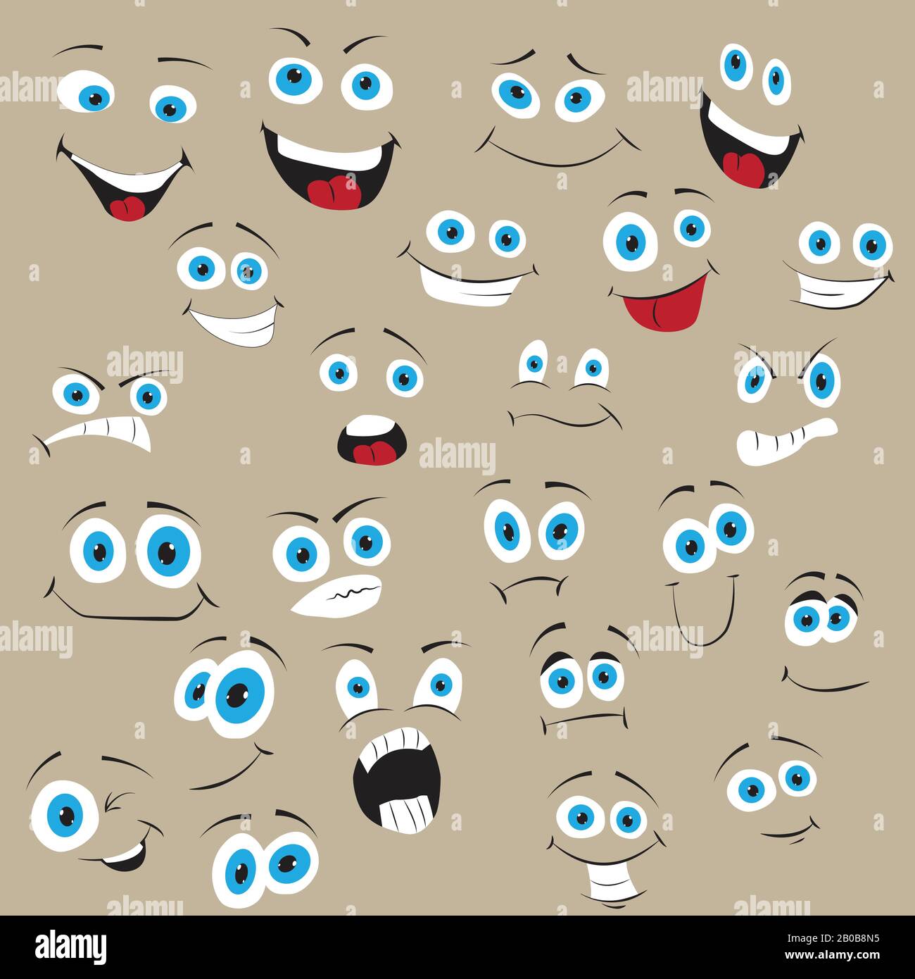 Cartoon faces expresion set vector illustration Stock Vector Image ...