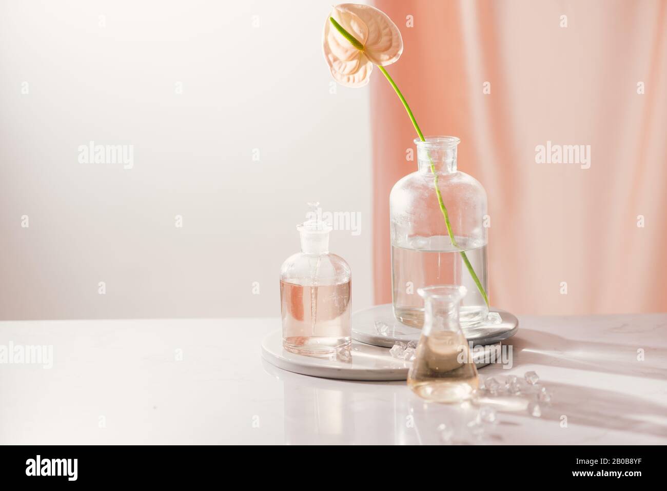 Natural organic extraction, Flower aroma essence solution in laboratory ...