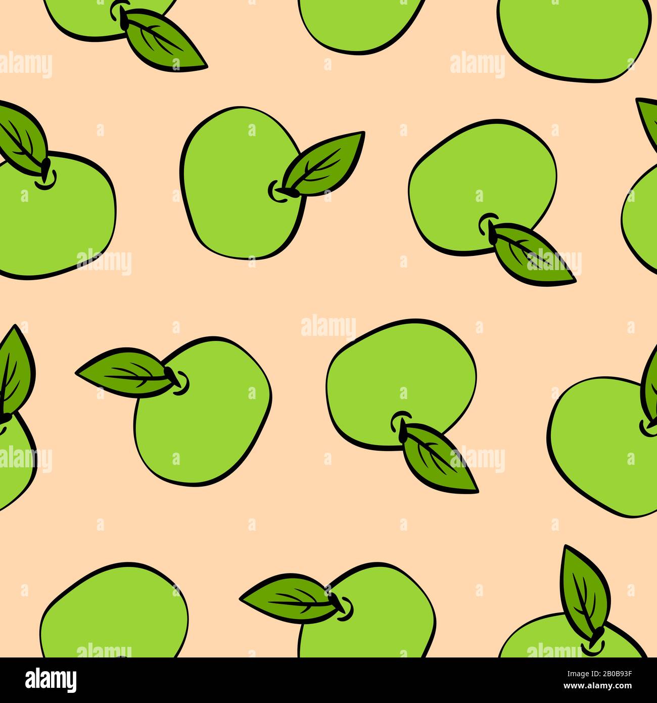 Seamless pattern with green apples. Vector illustration Stock Vector ...