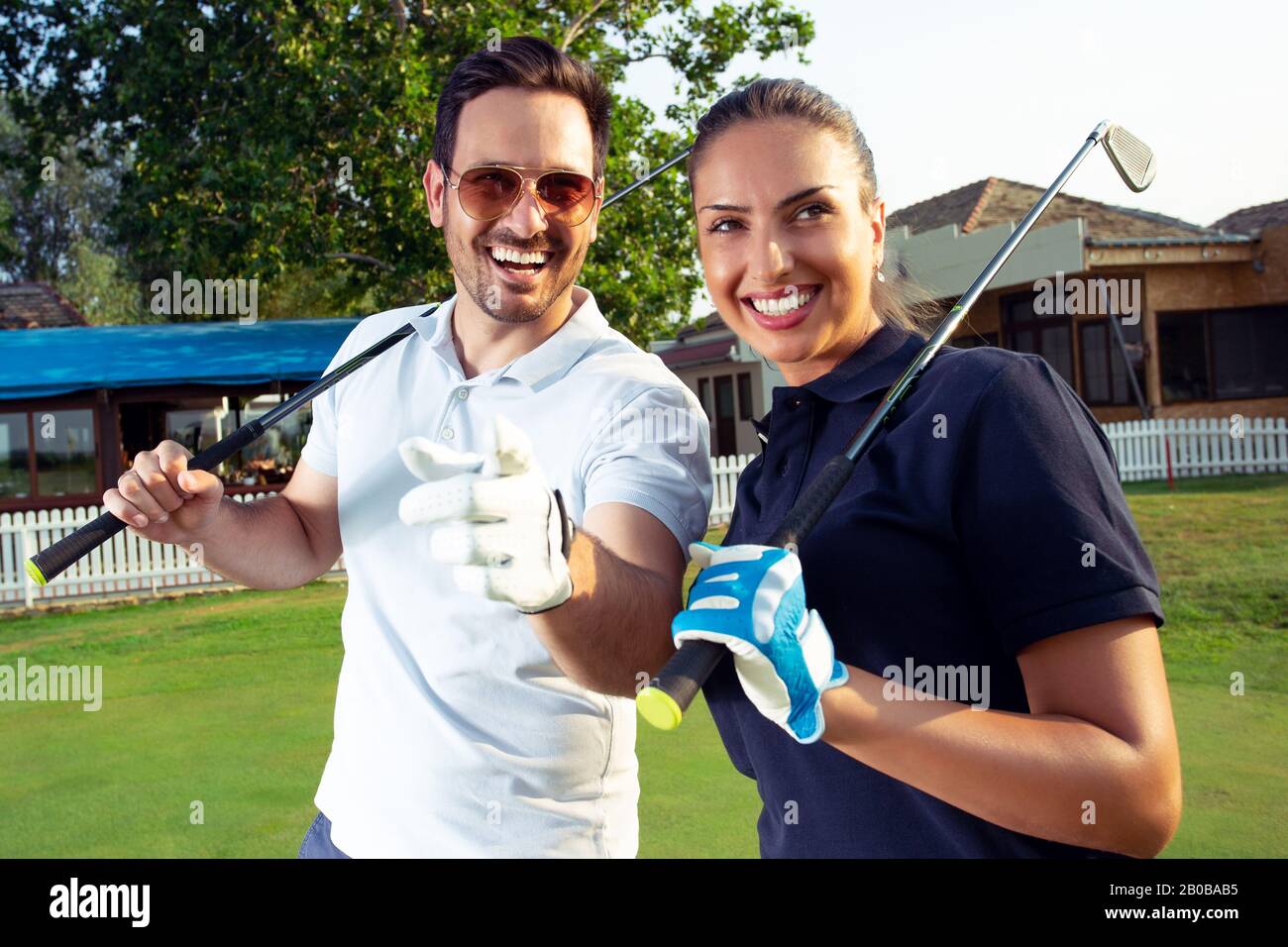 Golf woman posing hi-res stock photography and images - Alamy