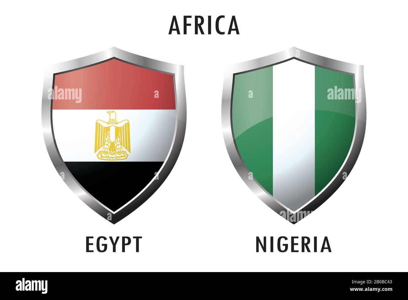Icon shield with flags Egypt and Nigeria ,isolated on white background,vector illustration Stock ...