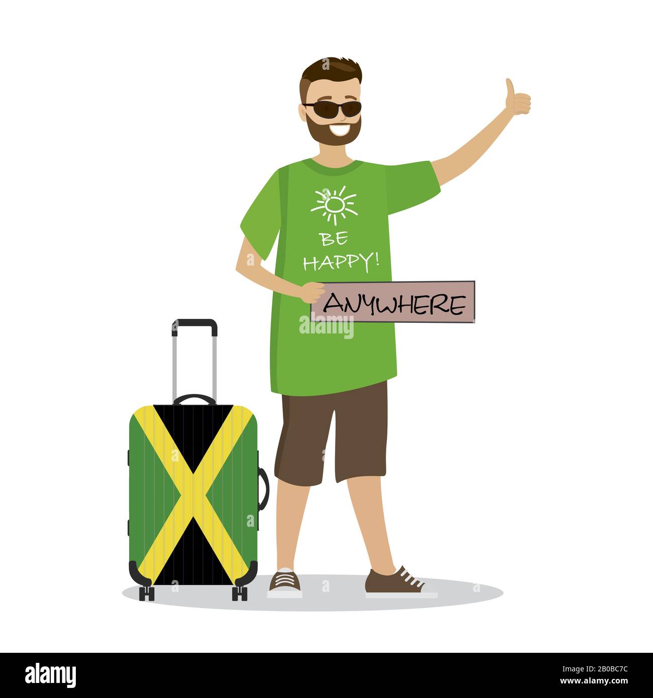 Hitchhiker with sign Stock Vector Images - Alamy