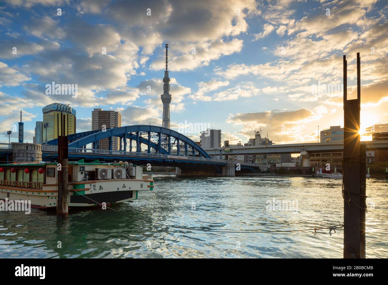 Tokyo Skytree and Komagata Bridge at sunrise, Tokyo, Japan Stock Photo ...