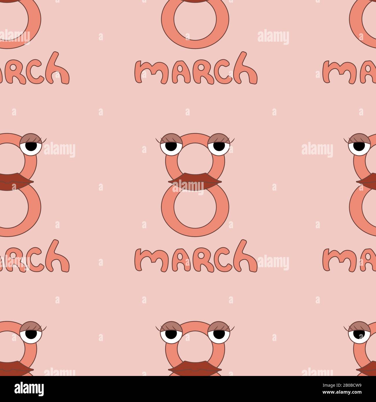 women's day design. 8 march with lips and eyes cartoon. seamless ...