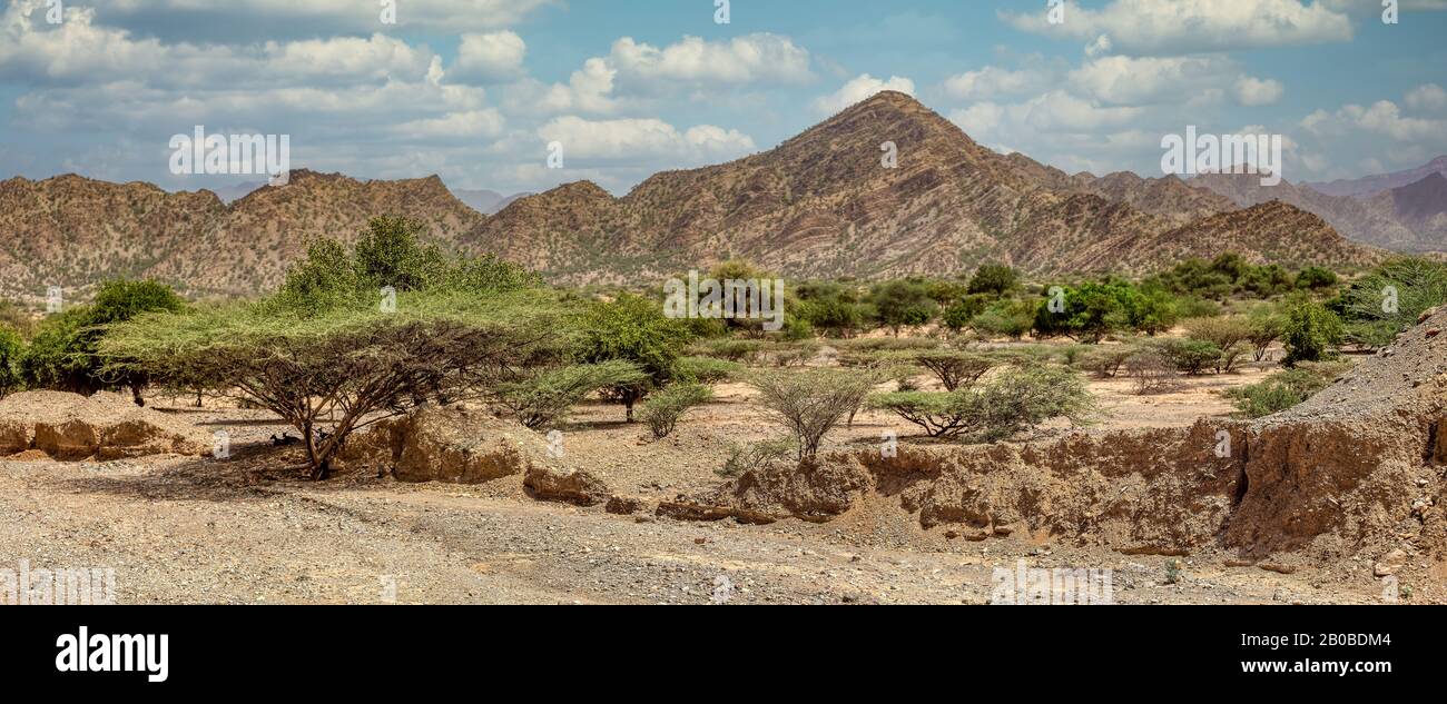 Beautiful highland landscape with valley. Afar region near city Mekelle ...