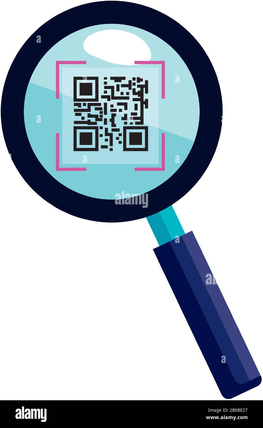 classic qr code in magnifying glass Stock Vector Image & Art - Alamy