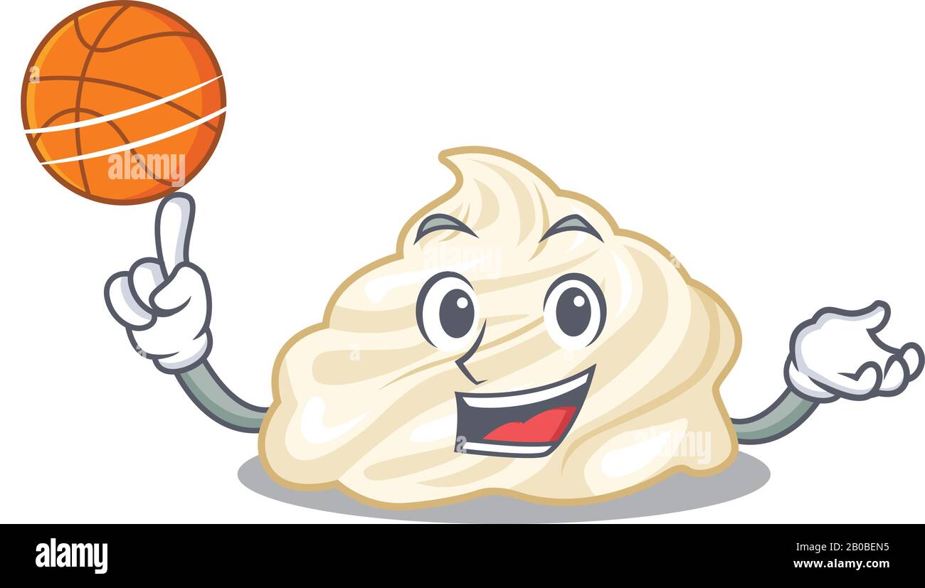 A mascot picture of whipped cream cartoon character playing basketball ...