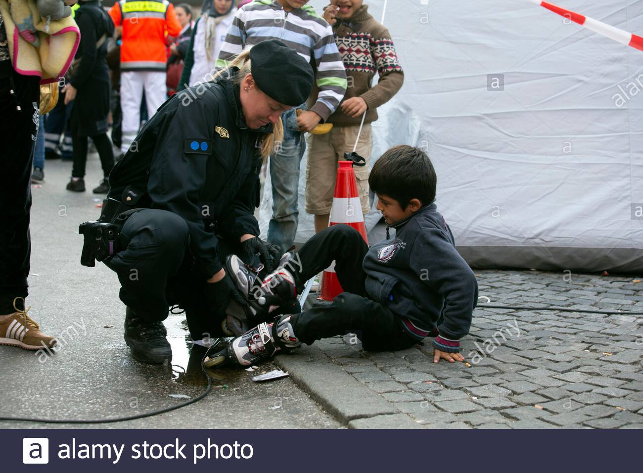 War refugees at german border hi-res stock photography and images - Alamy
