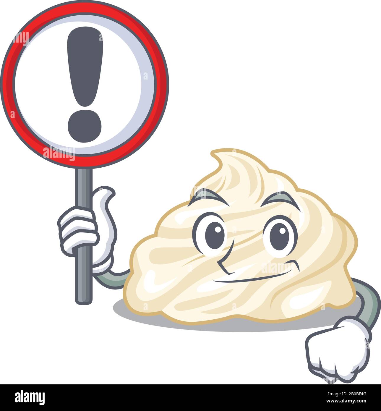 cute mascot character style of whipped cream raised up a sign Stock ...