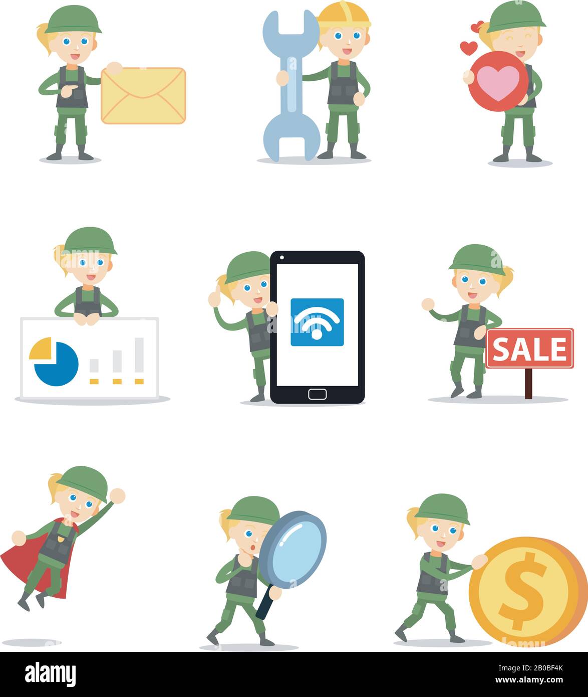Female soldier cartoon hi-res stock photography and images - Alamy