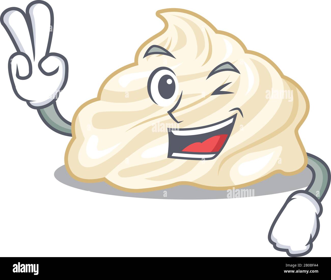 mascot of funny whipped cream cartoon Character with two fingers Stock ...