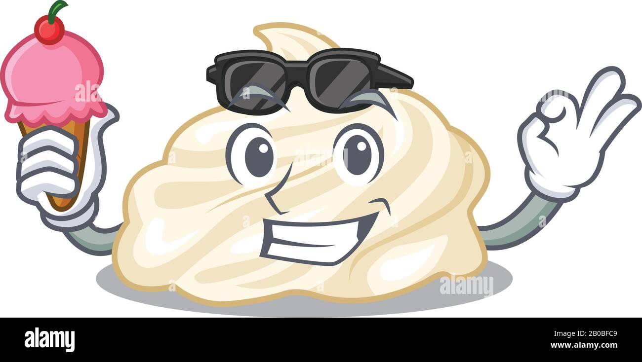 happy face whipped cream cartoon design with ice cream Stock Vector ...