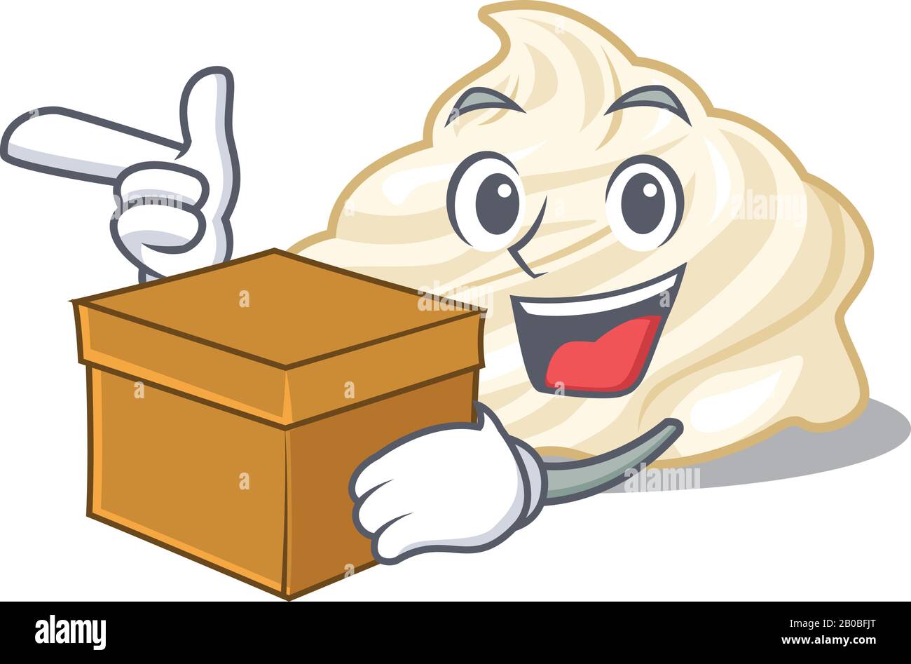 Cute whipped cream cartoon character having a box Stock Vector Image ...