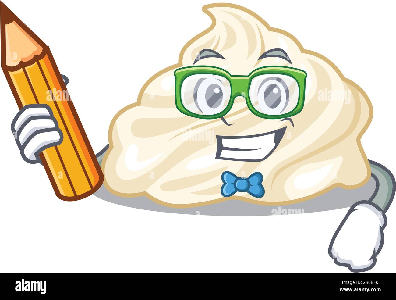A smart Student whipped cream character holding pencil Stock Vector ...