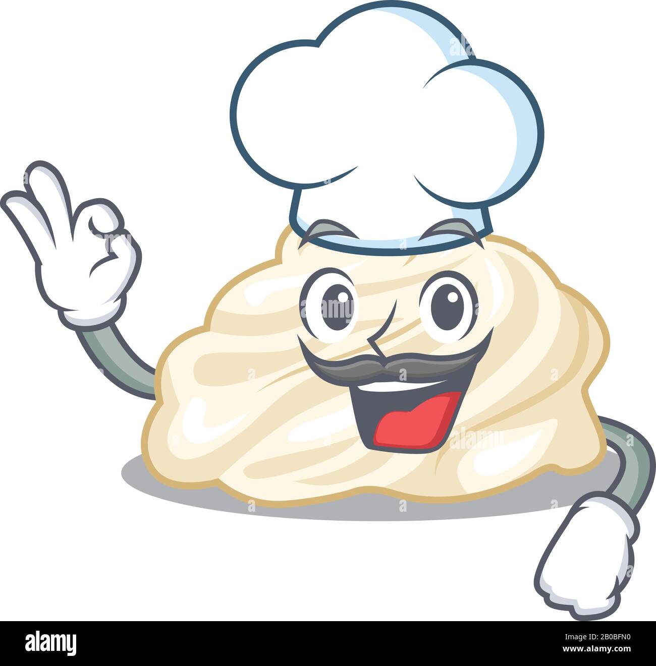 Whipped cream cartoon character working as a chef and wearing white hat ...